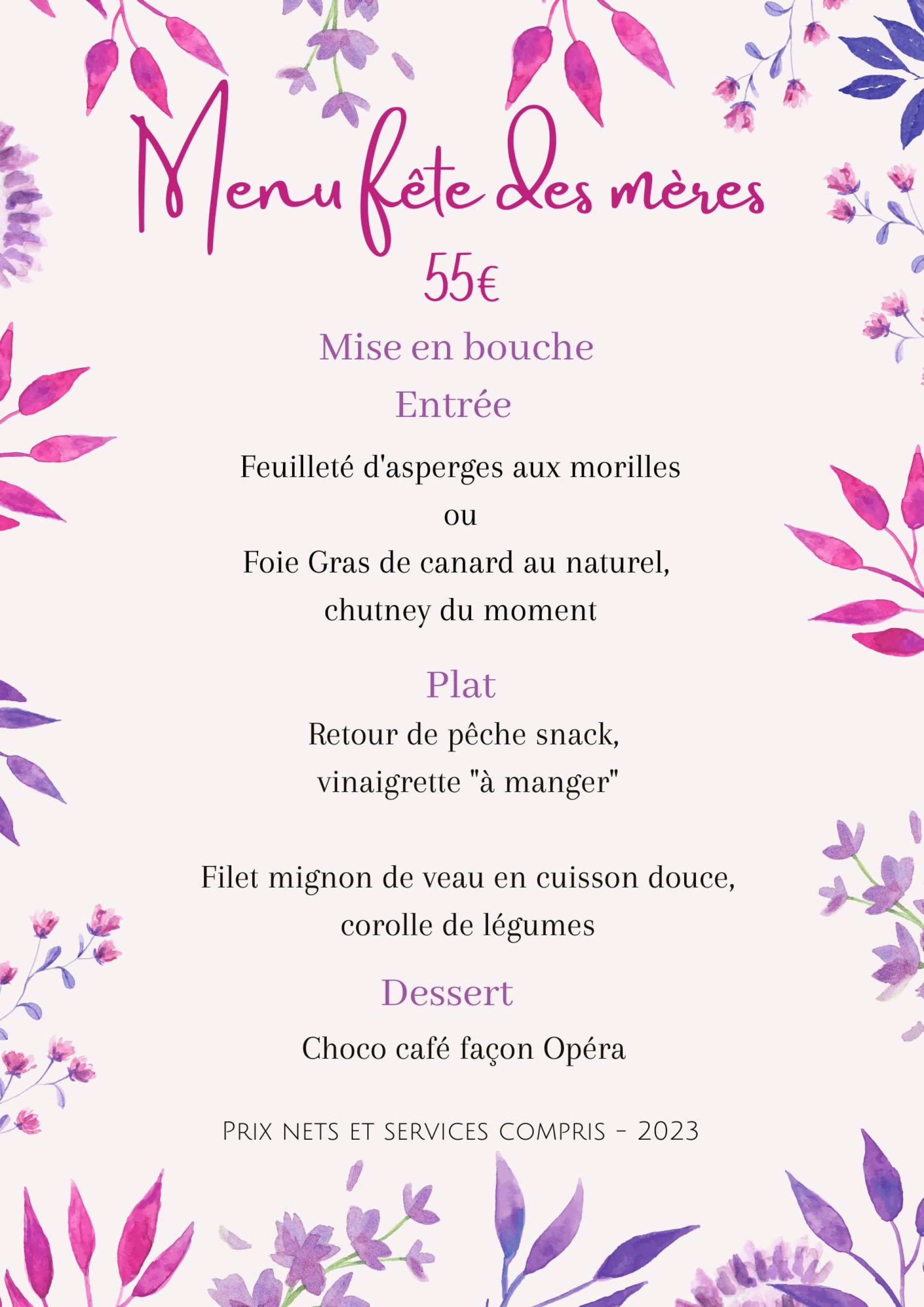 Menus et cartes restaurant Le Clos des Sources, Alsace Menu Gourmand